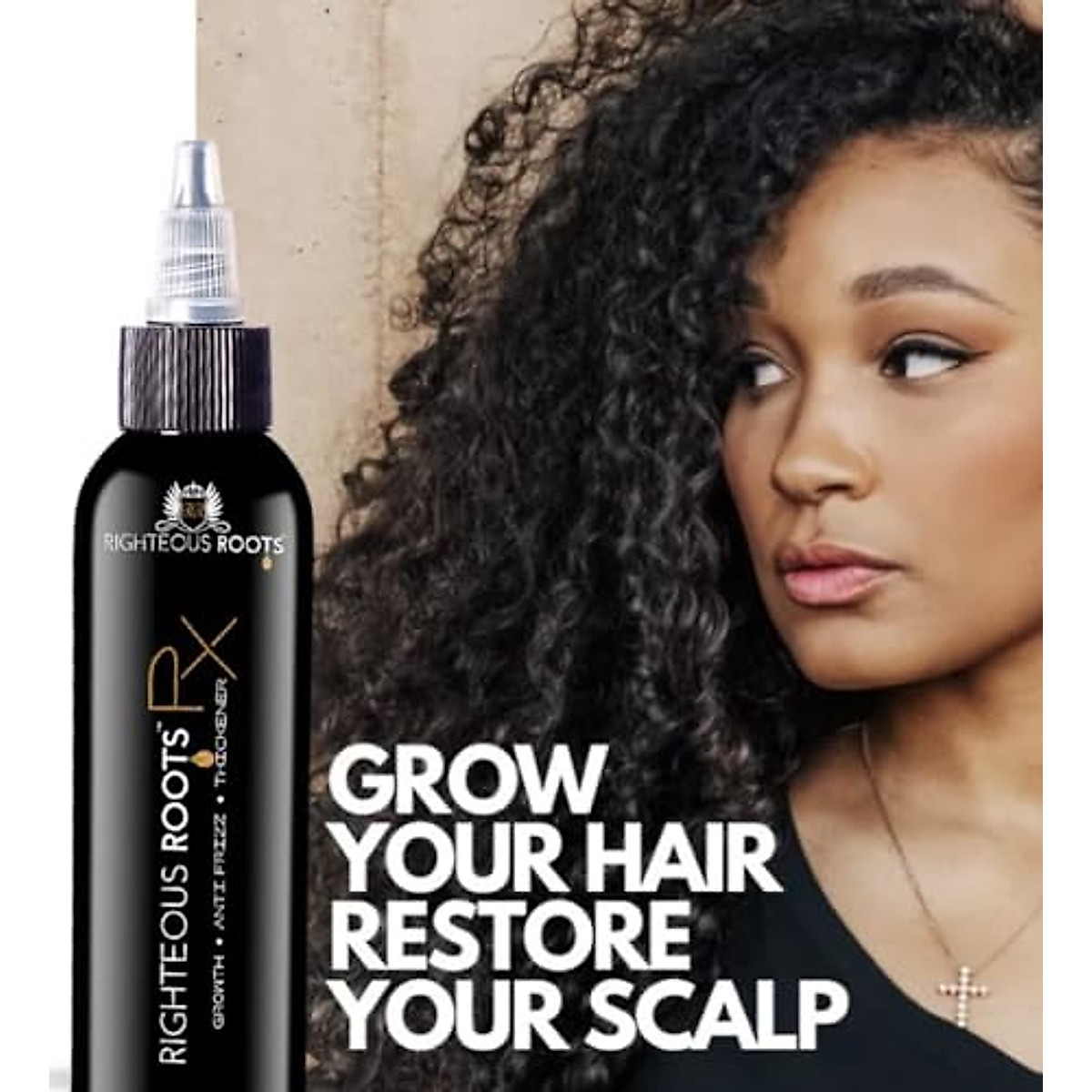 Righteous Roots Rx Hair Oil for Hair Growth, Anti Frizz and Thickener Best for Curly, Wavy Natural Hair and Beards. 4fl oz (Previously known as Hair RX)