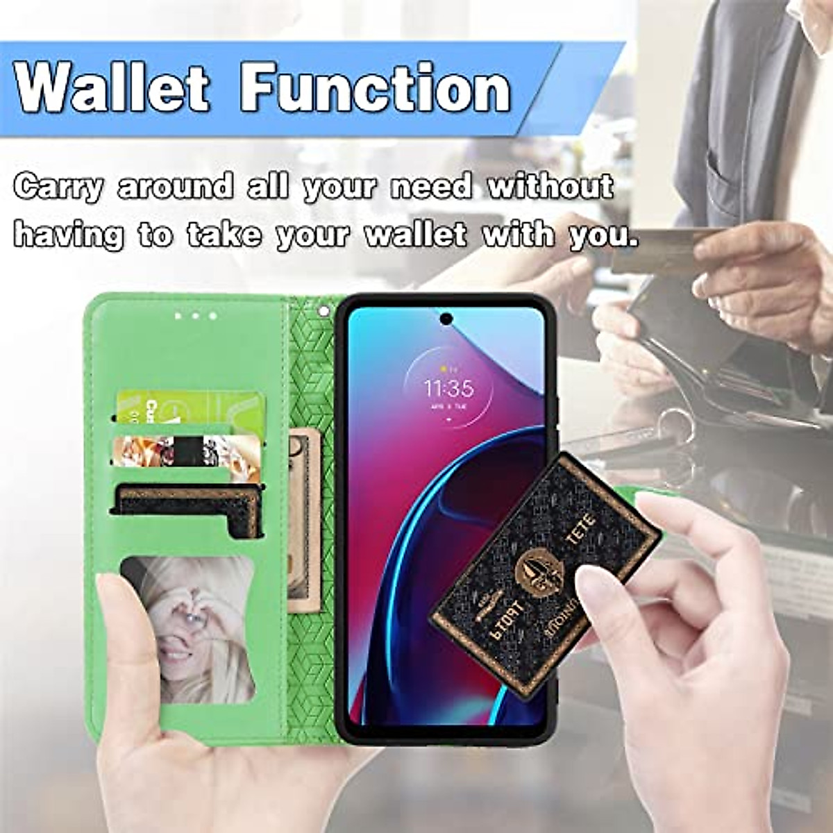 ONV Wallet Case for Oppo Reno 7 SE -1.5M Adjustable Strap Emboss Feather Flip Phone Case Card Slot Magnet Leather Shell Flip Stand Cover for Oppo Reno 7 SE [MZY] -Green