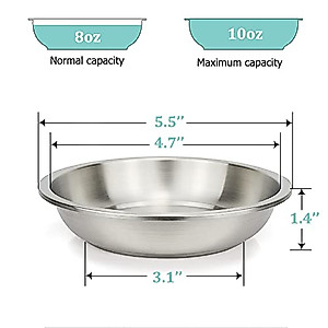 BiteKing Stainless Steel Cat Bowls, Whisker Fatigue Relief Cat Food Dish, Metal Shallow Wide Large Replacement Plate for Dog and Pet, Ideal for Raised Elevated Pet Feeding Station Stand