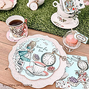 Talking Tables 20 x Blue Alice in Wonderland Cocktail Napkins Disposable Serviettes Mad Hatter Themed Party Supplies for Afternoon Tea Party, Onederland Birthday, Mother's Day, Baby Shower, Decoupage