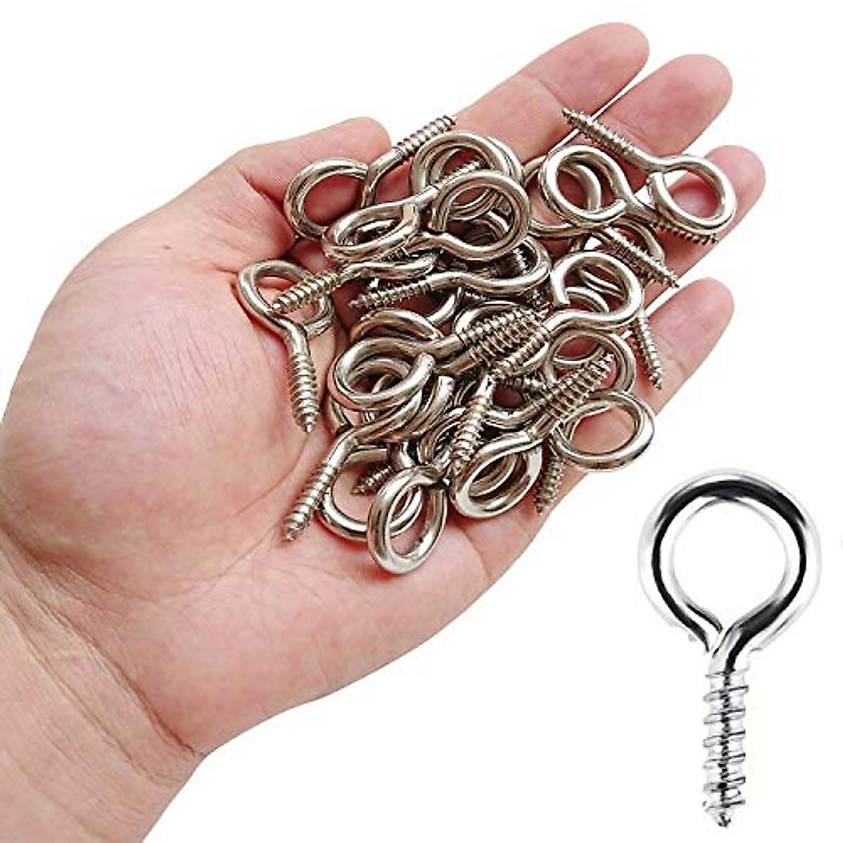 Axe Sickle Metal Eye Hook Screw 1.5 Inch Eye Small Eyelet Screw 30 Pcs