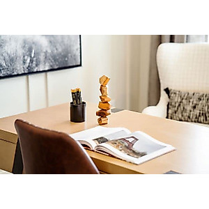 PERCHED Natural Cedar Stacking Rocks, Large Wooden Blocks, Montessori Puzzle Game, Toddler Toys For Classroom, Wood Balancing Stones Set (6 Pc)