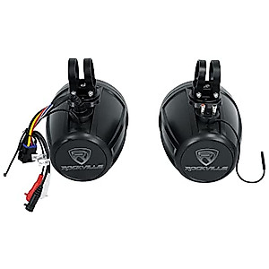 Rockville PT65BR 6.5" Powered Bluetooth LED Tower Speakers for ATV/UTV/RZR/Cart, Black