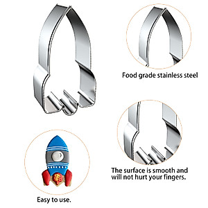 Wonmon 9 PCS Space Cookie Cutters Set, Metal Outer Space Cookie Cutters Rocket, Astronaut, Moon, Star, Sun, Planet, Airship, Radar, Alien Shape Cookie Cutters Molds for Space Theme Party Supplies