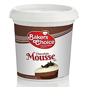 Chocolate Mousse Mix Powder - For Mousse Cups, Chocolate Mousse Cake, Ice Cream, Milkshakes, Desserts, Fruit Shakes and Truffles - Dairy Free, Kosher - 8 oz. - By Baker’s Choice