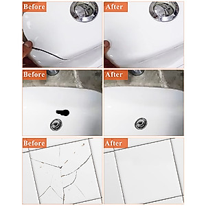 Bath Repair Kit White, Endhokn Enamel, Porcelain, Acrylic, Fiberglass, Ceramic Sink, Tub Tile Toilet Shower Kit & Tray & Chip & Pedestal Crack Hole Scratches Repair