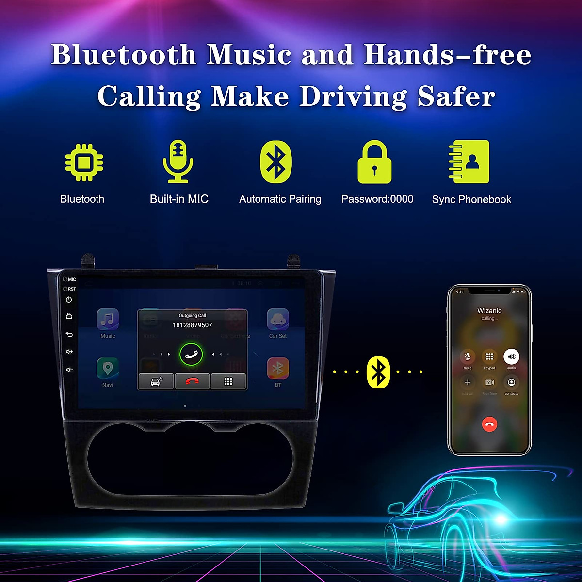 Wizanic 9 Inch HD Touchscreen Android 12 Car Stereo for Nissan Teana Altima 2008-2012 Manual A/C Car Radio Apply CarPlay with GPS Navigation Bluetooth Wi-Fi FM USB