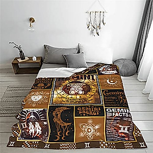 Gemini Zodiac Gift Constellation Blanket Astrology Gifts Throw Blanket Birthday Gift Idea Lightweight Microfiber Flannel Decorate Blanket for Women Men Size 50"X40"