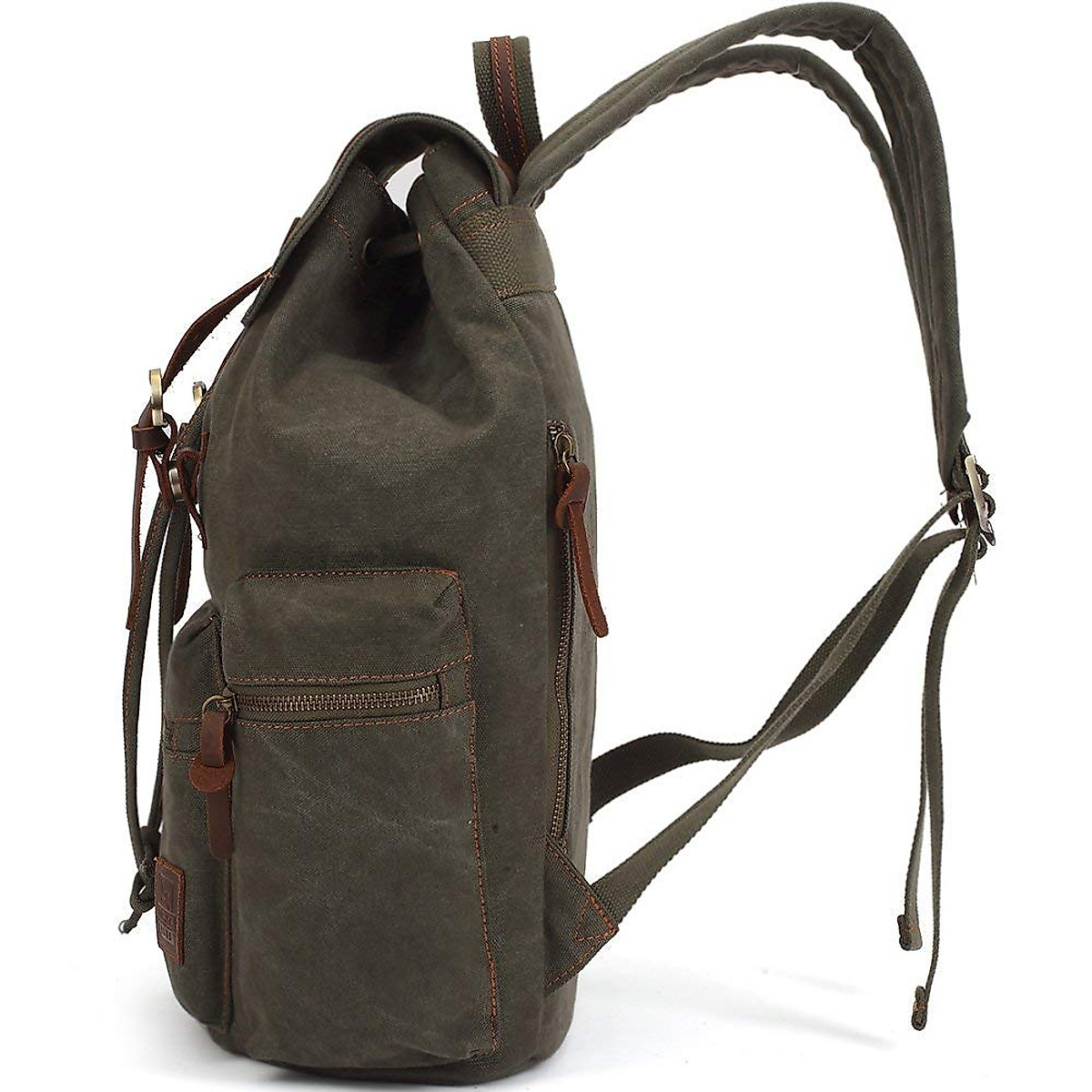 KAUKKO Vintage Casual Canvas and Leather Rucksack Backpack, 1Navy