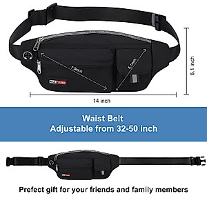MAXTOP Large Crossbody Fanny Packs for Men Women Black Running Travel Belt Fashionable Waist Pack,Passport Bag for Yoga Gym Jogging Workout Fitness Exercise Dog Walking,Gift for Runner