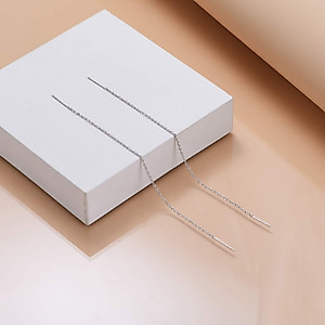 YFN Threader Earrings Sterling Silver 2 Inch Chain -Earrings for Women Dangle Earrings Thread Dangling Threaded Long Chain Earring Nickel Free Hypoallergenic Ear for Women
