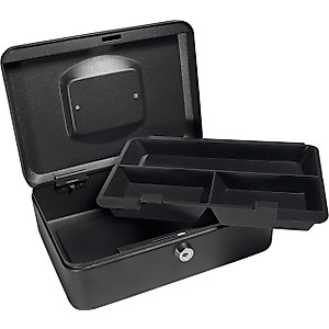 BARSKA 8-Inch Cash Box with Key Lock, Black