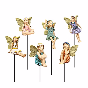 FANWNKI Fairy Garden Vintage Resin Fairy Figurines for Outdoor Garden Yard Lawn Supplies Home Decor Set of 6