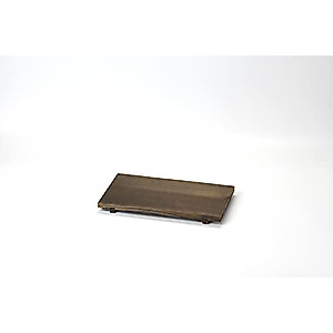 Japanese Tabletop BBQ Charcoal Grill Shichirin Konro, with Metal Grate and Wood Base, Rectangular, Made in Japan, 12 x 5.8"