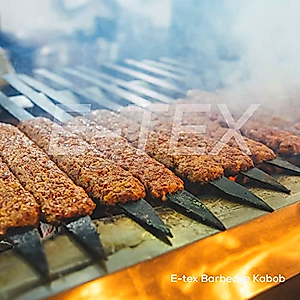 E-tex Flat Barbecue Kabob Skewers,Long Bbq Kabab Skewers,Grey,19 Inc,Set of 6