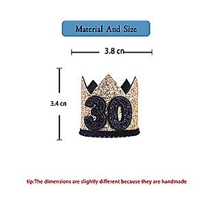 Mens 30th Birthday Crown - Photo Props Suitable for Men's and Women's 30th Birthday - 30 Years Old Suitable for Birthday Party Black Sequin Crown Hat