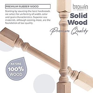 35 1/2-inch H 5-inch W 5-inch D Cabinet Columns, Btowin 2Pcs Unfinished Tapered Rubberwood Replacement Island Legs for Large Dining Table & Kitchen Table