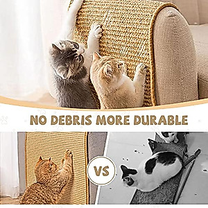 Graciadeco Carpet Cat Scratching Mat Sisal, 2 Packs Sisal Fabric Large 23.6" x 15.7" Cat Scratching Pad for Indoor Cats with Adhesive Hook Loop Tape, Cat Scratching Rug Wall Scratchers for Indoor Cats