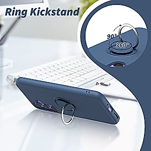 TUNKARMOR for Samsung Galaxy A14 5G Case: with 2 Pack Tempered Screen Protector & Built in 360° Adjustable Ring Kickstand Shockproof Protection Soft TPU Silicone Phone Cover (Blue)