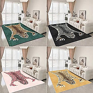 MEIYIXIN Modern Indoor Home Living Room Area Rugs, Print Leopard Area Rug, (Leopard Print-Green, 5x8Feet)