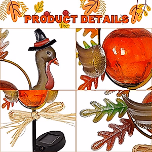 FORUP Solar Thanksgiving Yard Decorations, 41.3 Inch Outdoor Solar Garden Turkey Stake Lights, Metal Turkey Solar Yard Garden Stake Lights for Thanksgiving Outdoor Decorations
