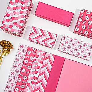 Whaline 120 Sheets Valentines Tissue Paper, Assorted Love Heart Design Gift Wrapping Paper for Arts Crafts, Gifts, DIY, Birthdays, Weddings, Showers