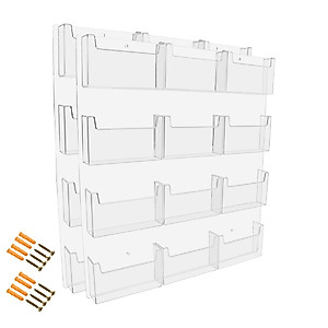 2 Pack Post Card Holder Acrylic 12 Pocket Holds 6" Printed Media Hanging Hardware Included Use at Shops Motels Airports and Transportation Centers Historical Sites Stores Clear by Marketing Holders