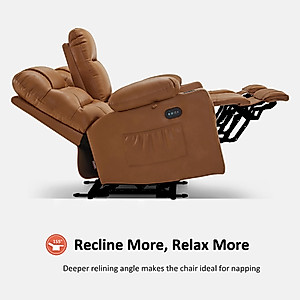 MCombo Electric Power Loveseat Recliner with Console, Faux Leather Power Reclining Sofa with Heat and Vibration, USB Ports, Cup Holders for Living Room PR624 (Saddle)