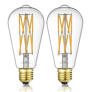 Leools 10W Edison Style Vintage LED Filament Light Bulb,100 Watt Equivalent Light Bulbs,Dimmable,Warm White 2700K,1200LM,ST64, E26 Medium Base Lamp, Antique Shape, (2 Pack)