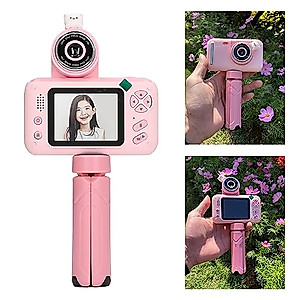 SUNGOOYUE Kids HD Camera 40MP Photo 1080P Video, 180 Degrees Flip Lens, Toy for Photography (Pink)