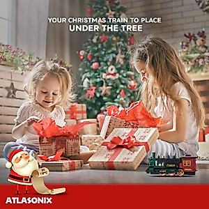 Christmas Train Set for Under The Tree with Lights, and Sounds - Holiday Train Around Christmas Tree w/Large Tracks | Battery Operated Electric Train Set with 160 Inches of Track and 2 Xmas Elves