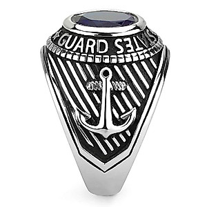 YVO Personalized Coast Guard Ring (Engraved)- Polished Stainless Steel - Size 08