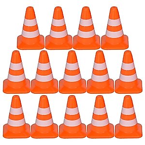 TOYANDONA 7Pcs Mini Traffic Cones, 1. 37 inch Play Traffic Signs Safety Cones Mini Road Signs Toy for Kids Street Signs Playset