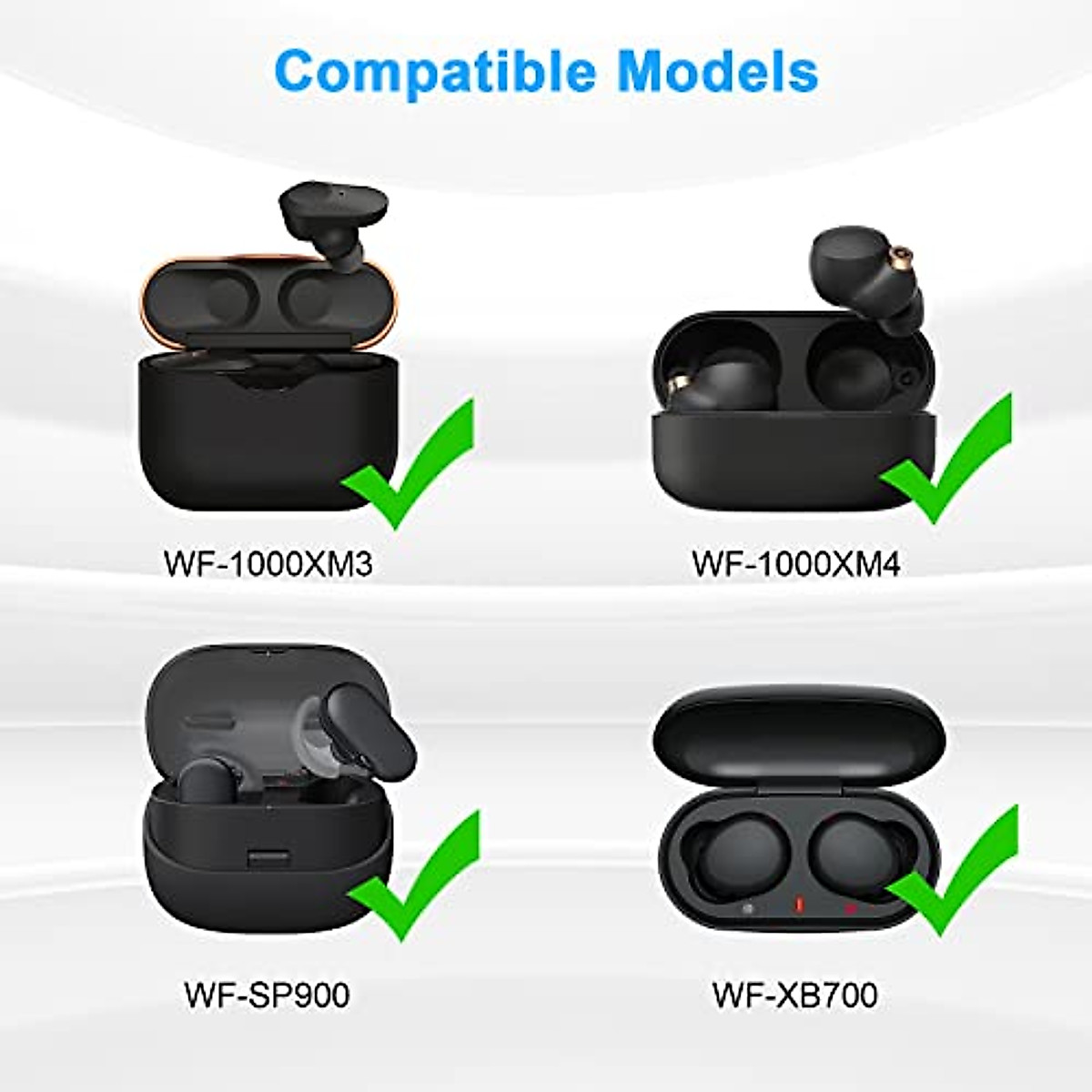 3 Pairs Replacement in-Ear Headphones Compatible with Sony WF-1000XM4, Padded Earplugs in-Ear Earphones (L, Black)