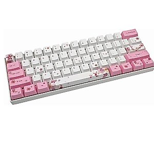 Manbala ZMX Cherry Blossom 61 Mechanical Keyboard,60%Compact Mechanical 61Keys 5.0Bluetooth/Type-C Wired Dual-Mode RGB Backlit Five-Sided Sublimation PBT Keycap Gaming Keyboard (Brown Switch, Pink)