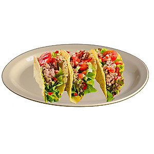 Z-Moments Western Melamine Oval Plates Narrow Rim Platter, 9-1/2" X 6-3/4", White or Tan #510 (48, Tan)