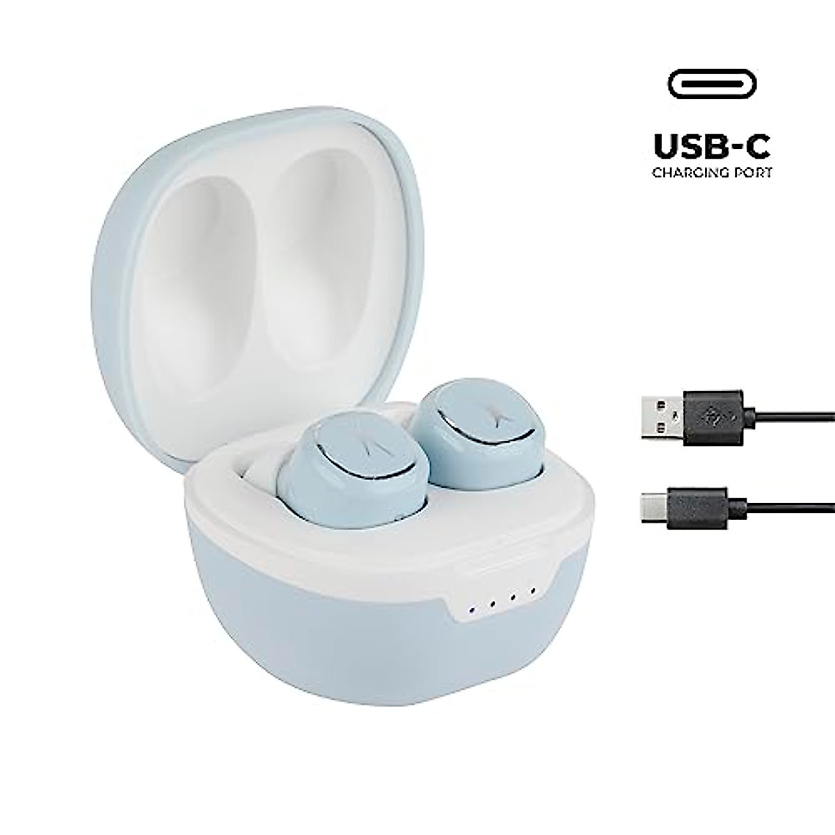 Altec Lansing NanoBuds 2.0 True Wireless Earbuds with Charging Case, TWS Waterproof Bluetooth Earphones with Touch Controls for Travel, Sports, Running, Working (ICY)