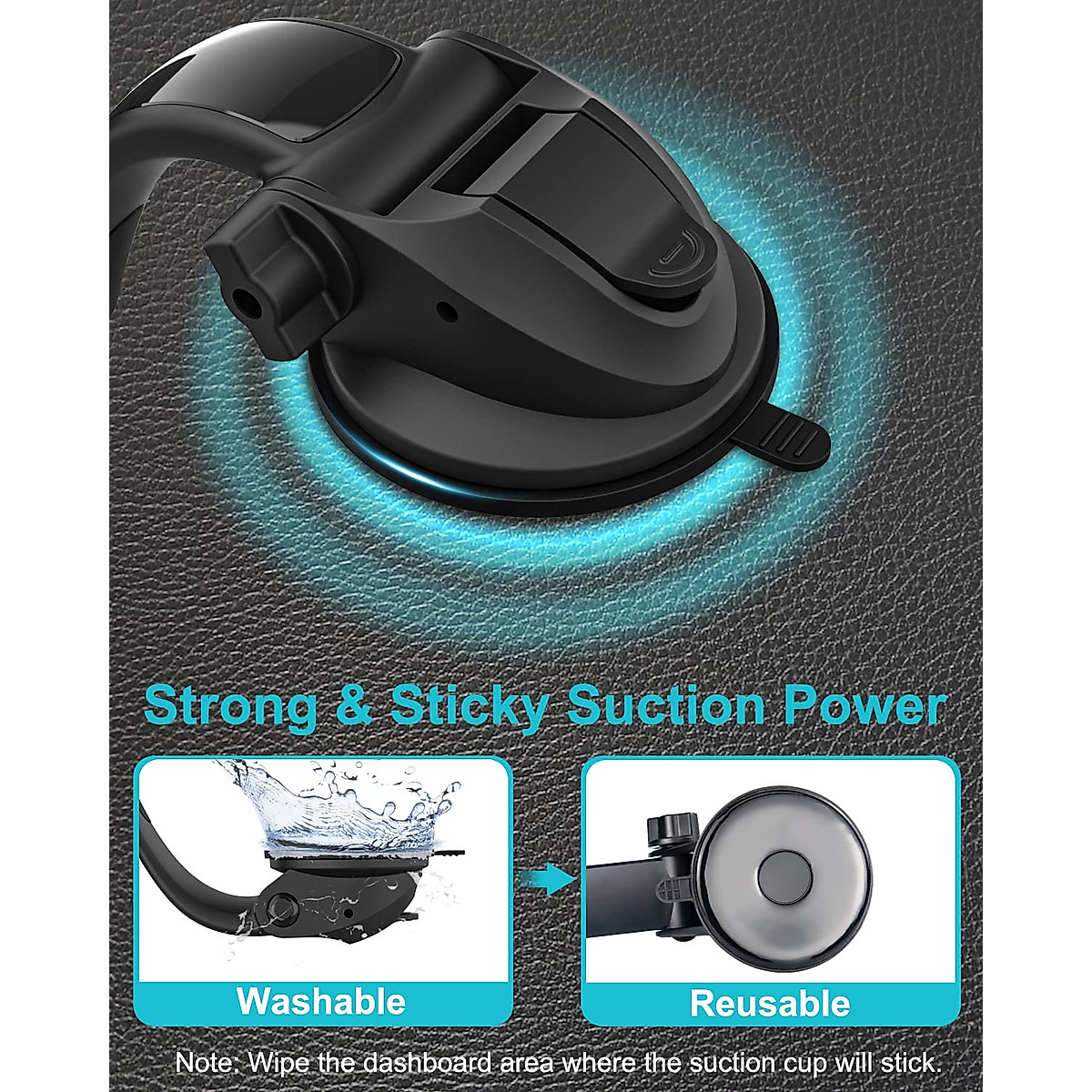 Aozcu Dashboard Car Tablet Mount for Truck, Strong Sticky Suction Cup iPad Holder, Dash Tablet Stand with Adjustable Arm for iPad Pro 12.9 11 Mini Air 5 4, Galaxy Tabs, iPhone, 4-13" Tablets & Phones