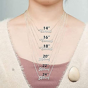 Q&Locket Personalized Name Necklace with Heart 18K Gold Plated Nameplate Necklace Custom Name Necklace for Womens Men