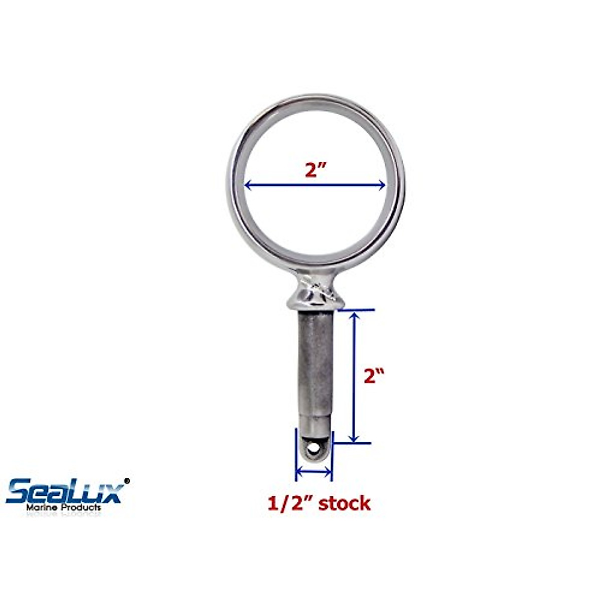 SeaLux 316 Stainless Steel I.d. 2" Round Oarlock Heavy Duty 1/2"x 2" Shaft for Boat/Kayak (Pair)