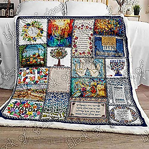 GEEMBI Jewish Blessings Sofa Blanket PN669, Youth Sherpa Fleece Throw Blankets Bedding Blanket Reversible -Decorative Blanketed - Artwork Sherpa Blanket - Best Gift 2019