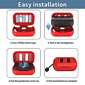 WQNIDE Case for Skullcandy Dime, Waterproof & Shockproof Silicone Carrying Protective Case,Skullcandy Dime True Wireless Earbuds Case Cover(Red)