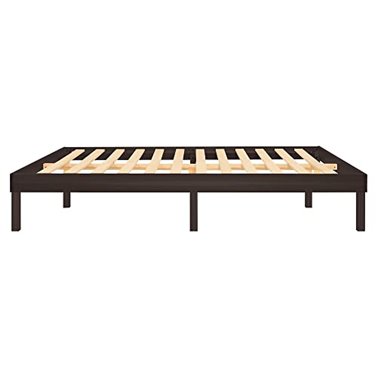 Naomi Home Lucia 14 Inch Solid Wood Platform Bed Full Bed Frame, Pine Wood Full Platform Bed Frame, No Squeak Bed Frame, Bed Frame Full Size, No Box Spring Needed, Sturdy Bed Frame - Espresso
