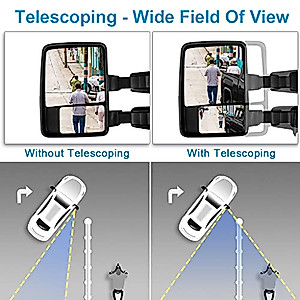 ECCPP Tow Mirrors Towing Mirrors Compatible with 2004-2014 for Ford for F-150 Pickup Truck with Left Right Side Power Control Heat Turn Signal Puddle Auxiliary Light with Chrome Housing