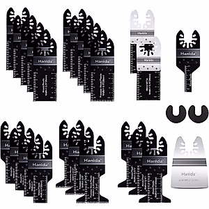 24PCS Universal Wood Metal Oscillating Multitool Quick Release Saw Blades Fit Fein Multimaster Porter Cable Black & Decker Rockwell Ridgid Ryobi Milwaukee Chicago Craftsman