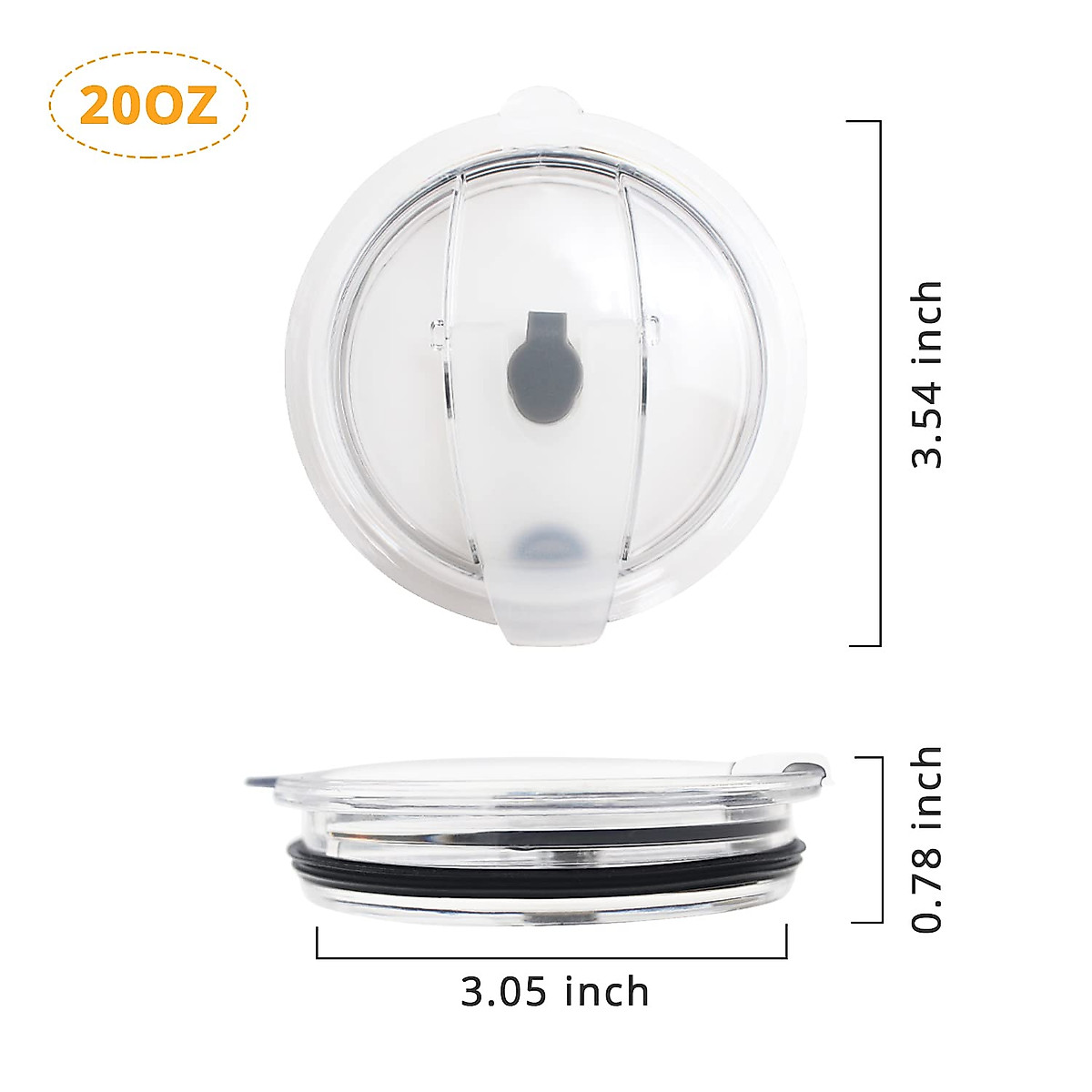 KUFUNG Tumbler Lids Spillproof 20 oz, Splash Resistant Lid for Tumbler/For Yeti Rambler/Coffee Mug and More Cooler Cup (Grey, 20 OZ)