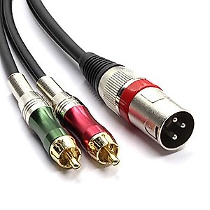 SiYear 15FT XLR Male to 2 x Phono RCA Plug Adapter Y Splitter Patch Cable, 1 XLR Male 3 Pin to Dual RCA Male Plug Stereo Audio Cable Connector(4.5M)