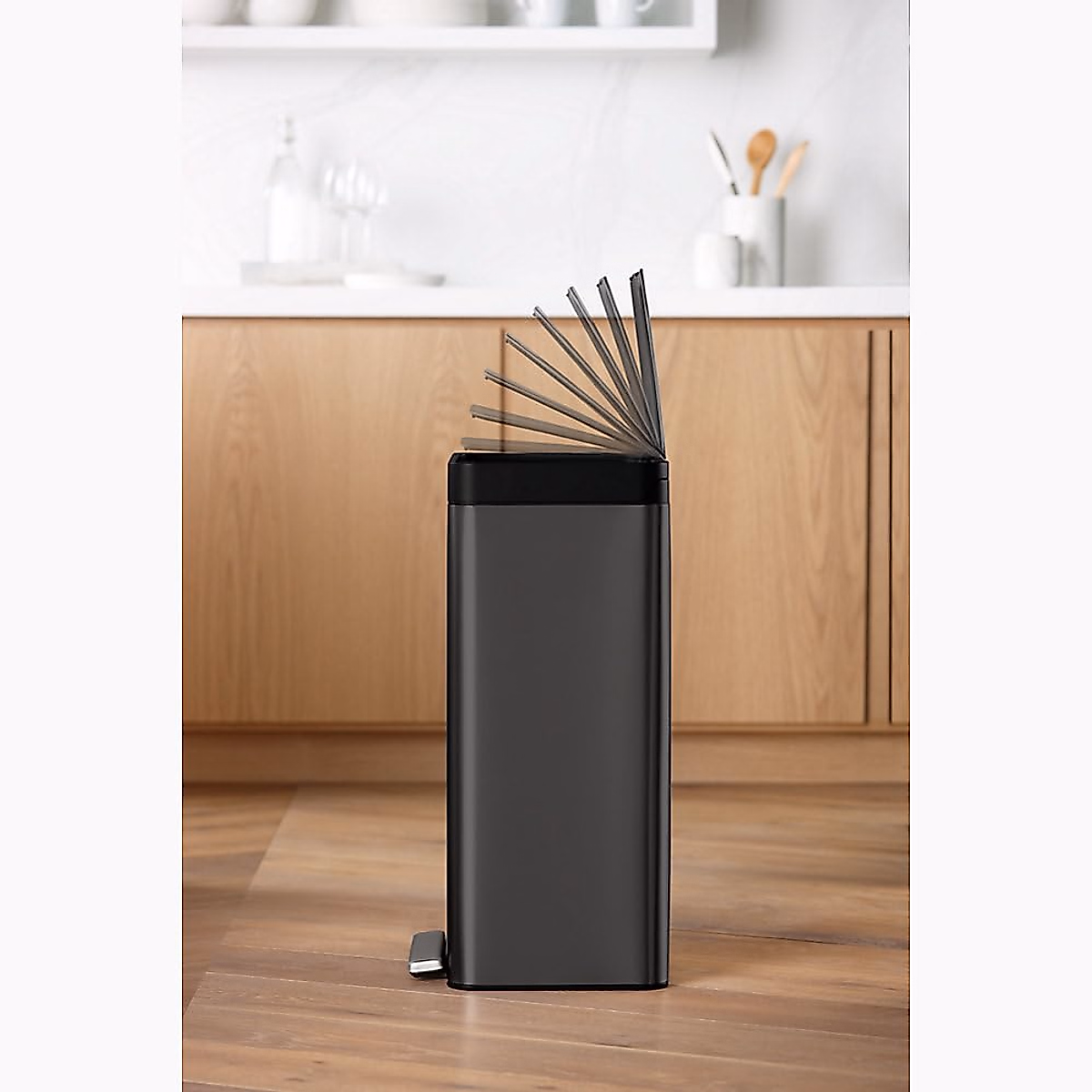 Kohler 13 Gallon Hands-Free Kitchen Step, Trash Can with Foot Pedal, Quiet-Close Lid, Stainless Steel