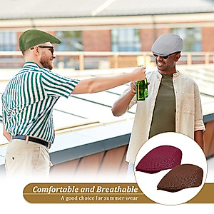 12 Pieces Mesh Newsboy Hat for Men Flat Cap Breathable Summer Beret Cap Cabbie for Golf Baseball Driving