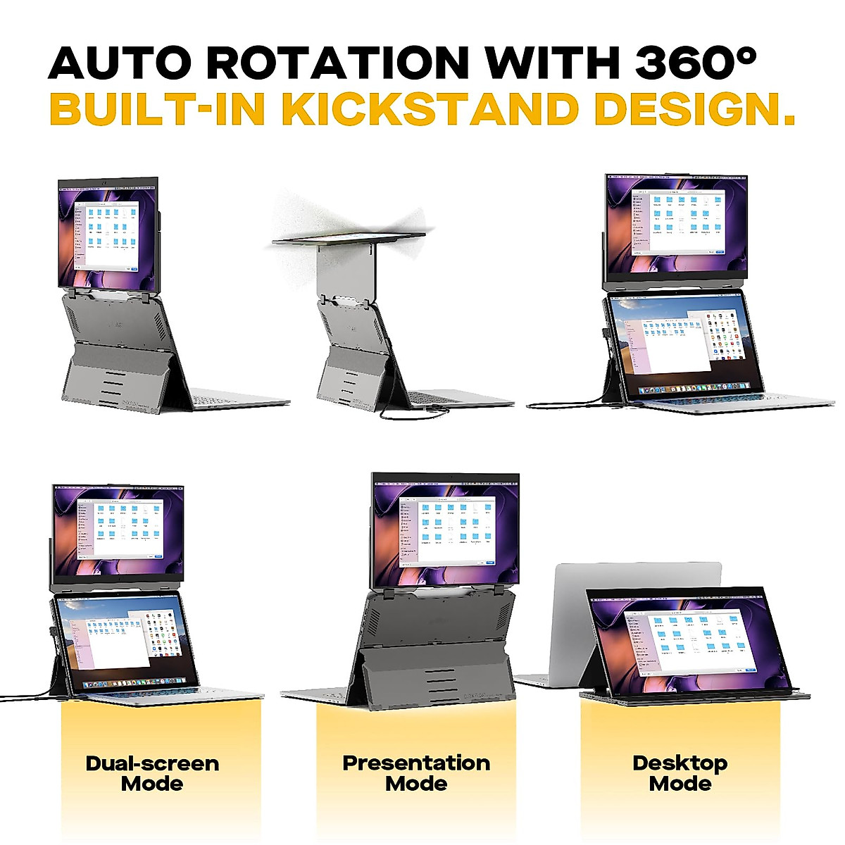 New Mobile Pixels Duex Float Portable Monitor, 15.6" Full HD IPS Dual Monitor for Laptops, USB C/HDMI Plug and Play Portable Screen,Windows/Mac/Android/Switch Compatible